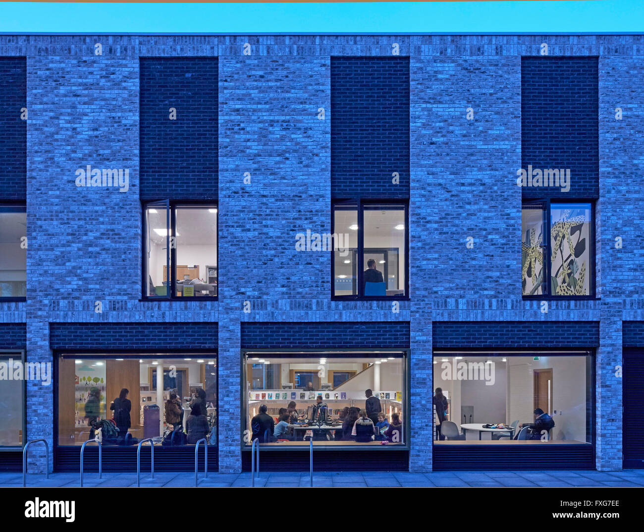 Side view at dusk. Camberwell Library, London, United Kingdom ...