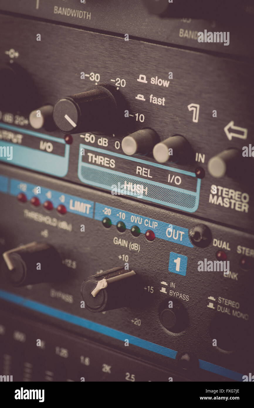 Color image of many buttons in a sound recording studio Stock Photo - Alamy