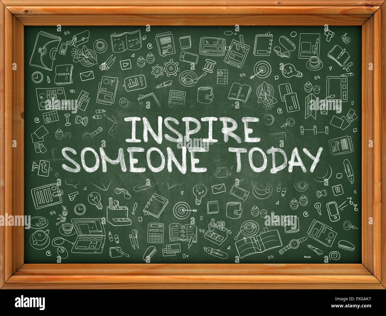 Hand Drawn Inspire Someone Today on Green Chalkboard Stock Photo - Alamy