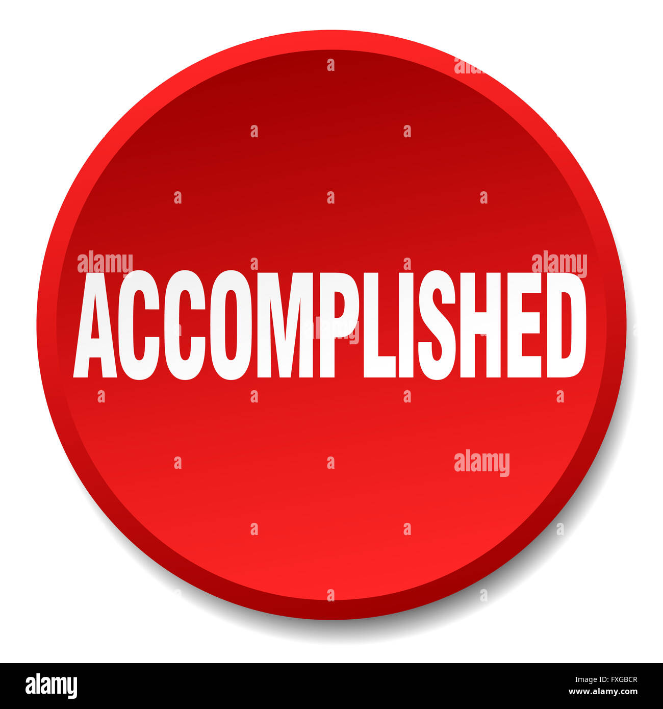 accomplished red round flat isolated push button Stock Photo - Alamy
