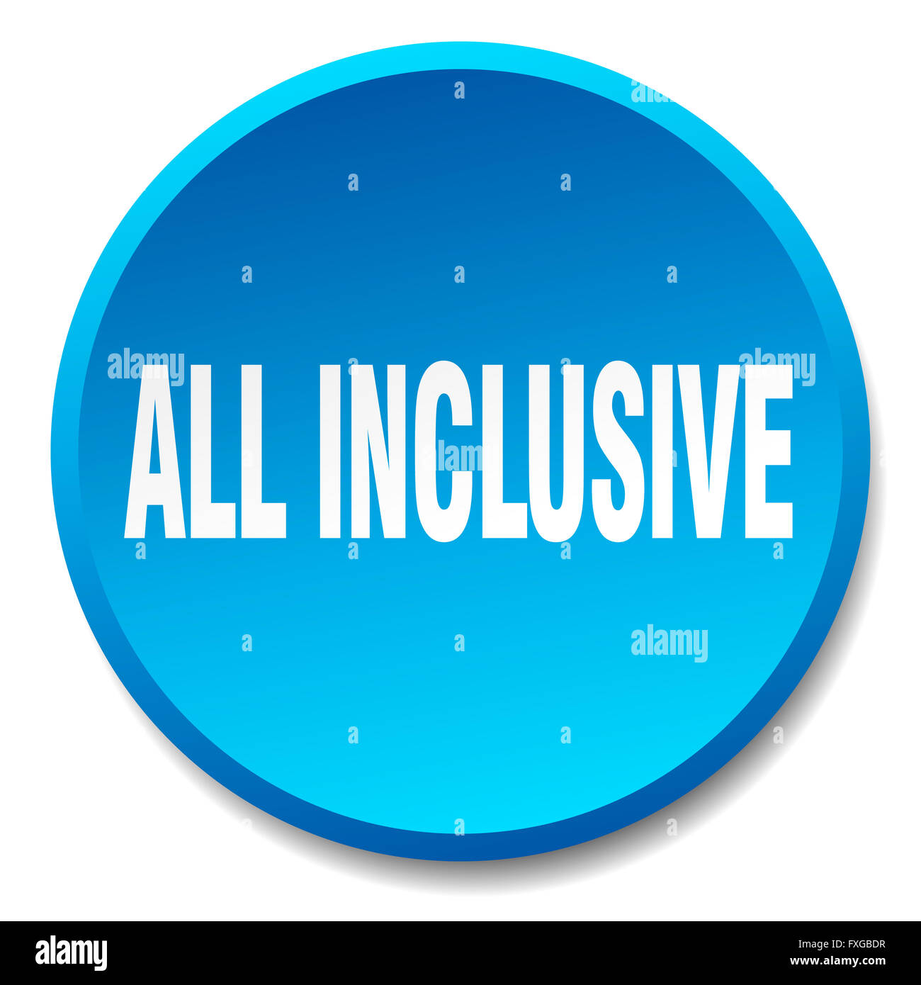 all inclusive blue round flat isolated push button Stock Photo - Alamy