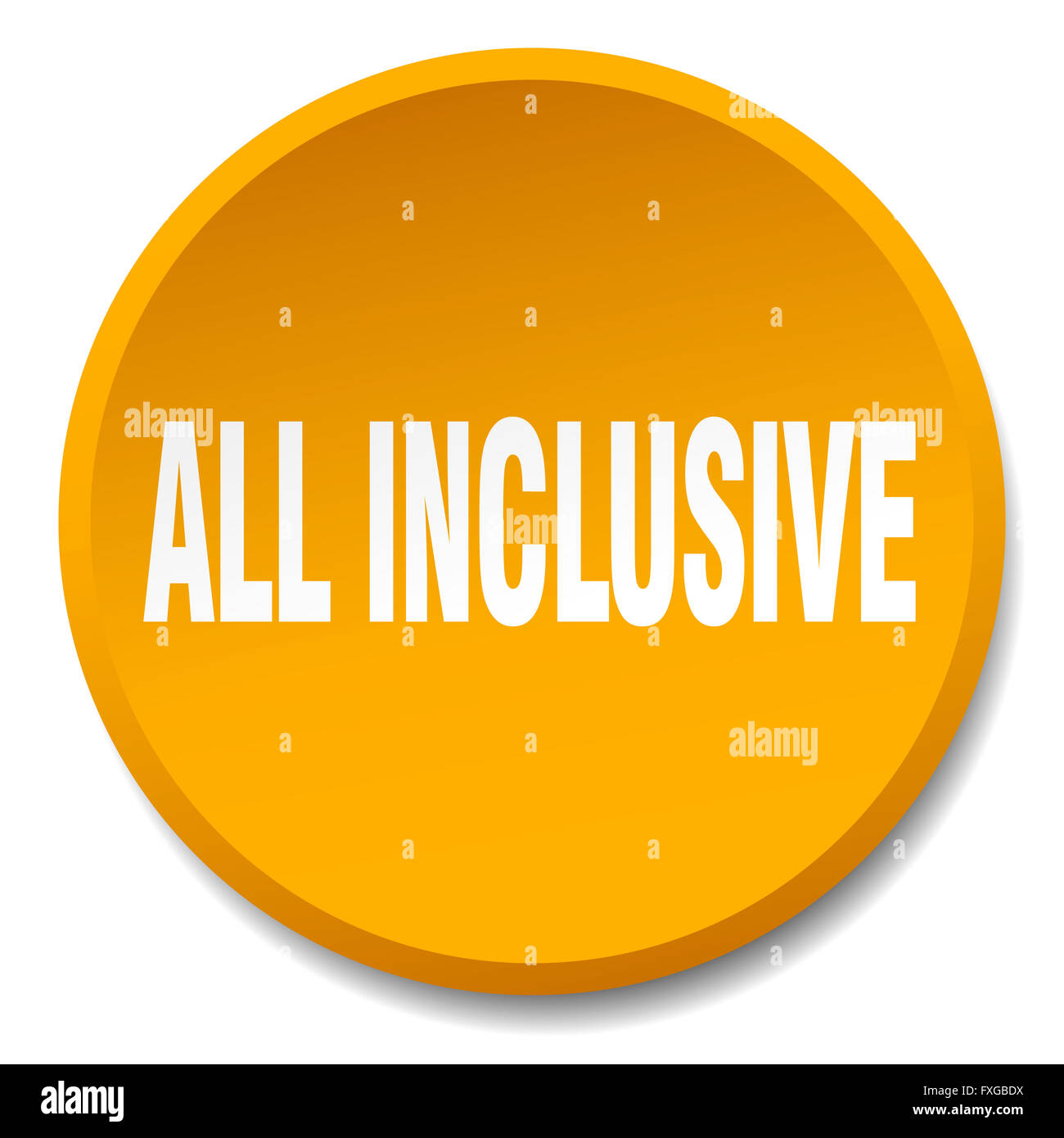 all inclusive orange round flat isolated push button Stock Photo - Alamy