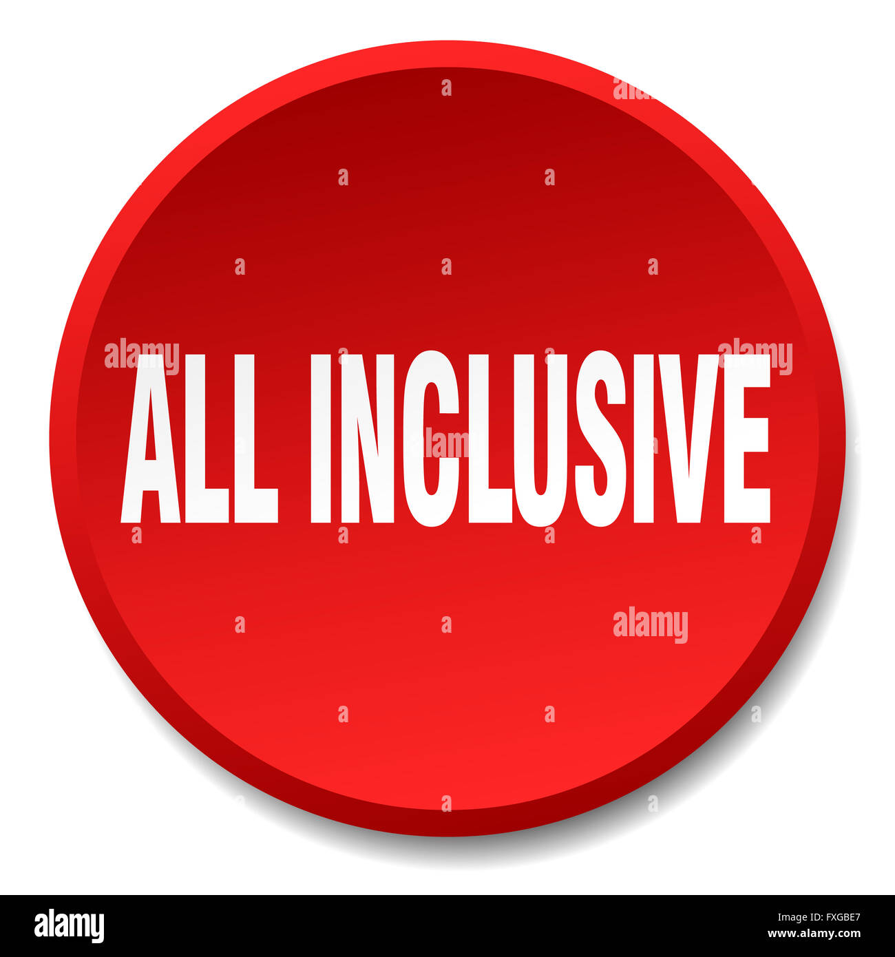 all inclusive red round flat isolated push button Stock Photo - Alamy