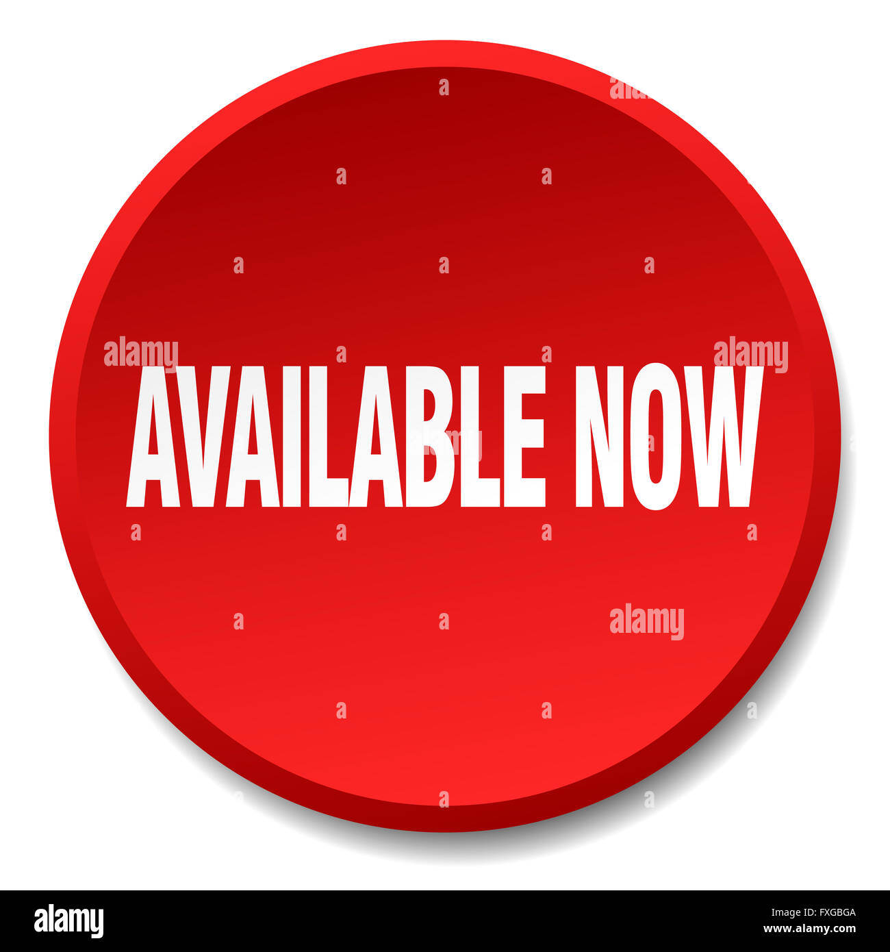 available now red round flat isolated push button Stock Photo - Alamy