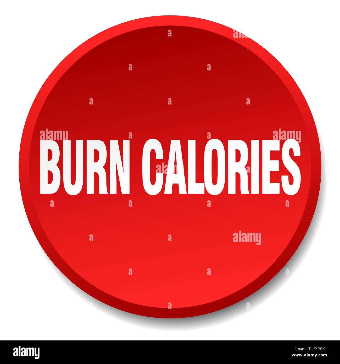 burn calories red round flat isolated push button Stock Photo - Alamy