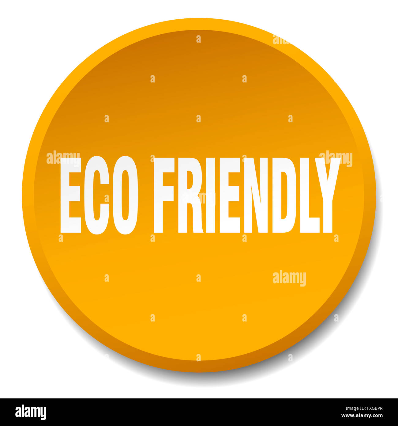 eco friendly orange round flat isolated push button Stock Photo - Alamy