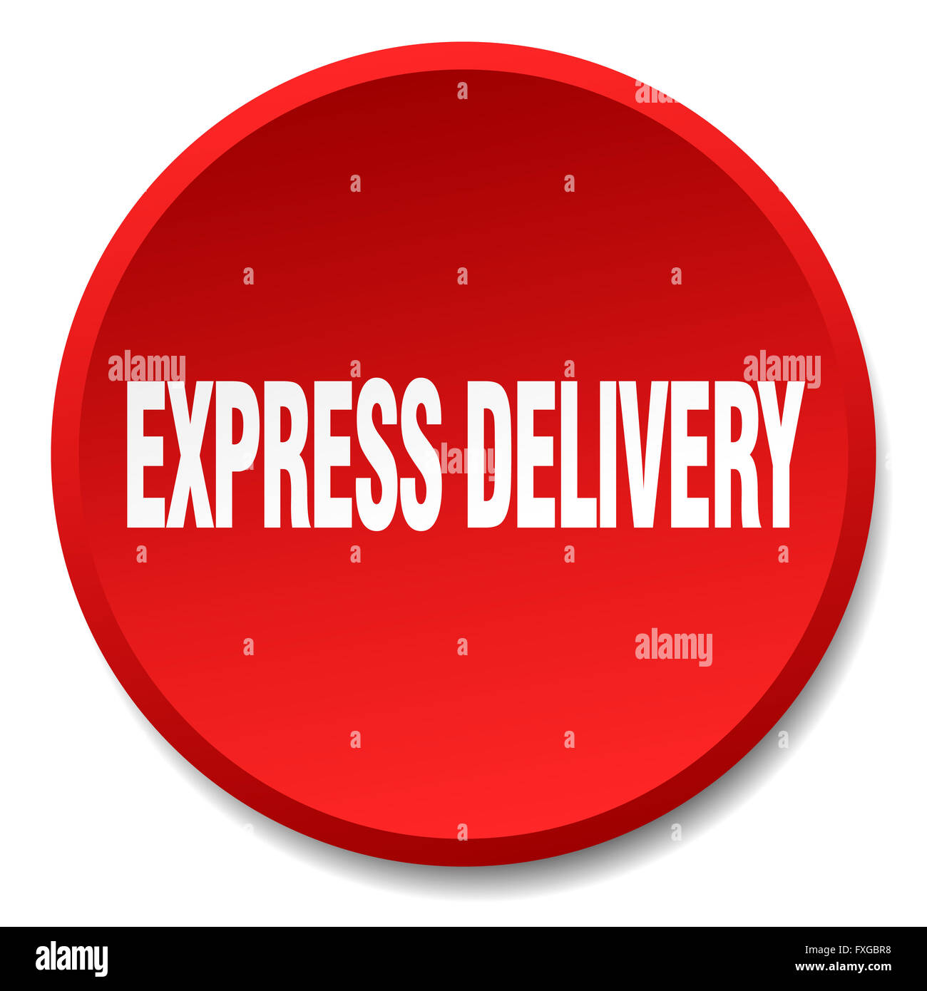 express delivery red round flat isolated push button Stock Photo - Alamy