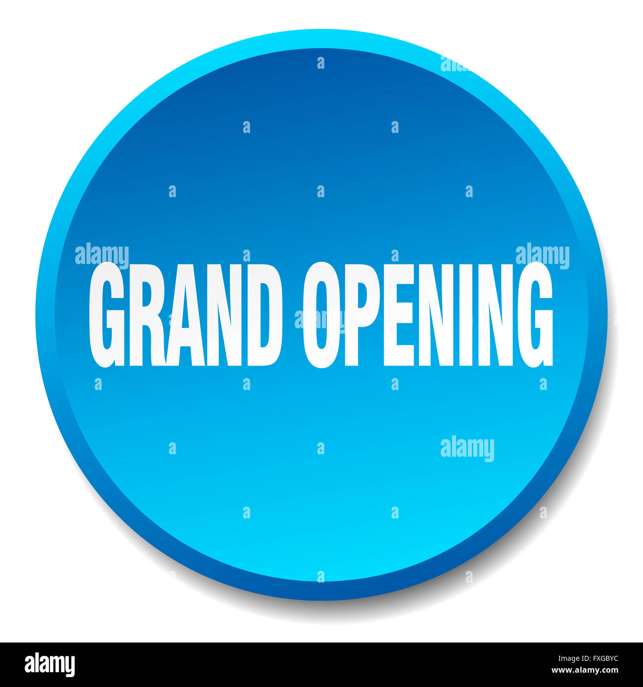 grand opening blue round flat isolated push button Stock Photo - Alamy