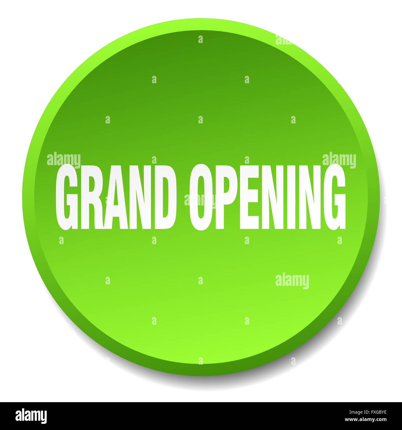 grand opening green round flat isolated push button Stock Photo - Alamy