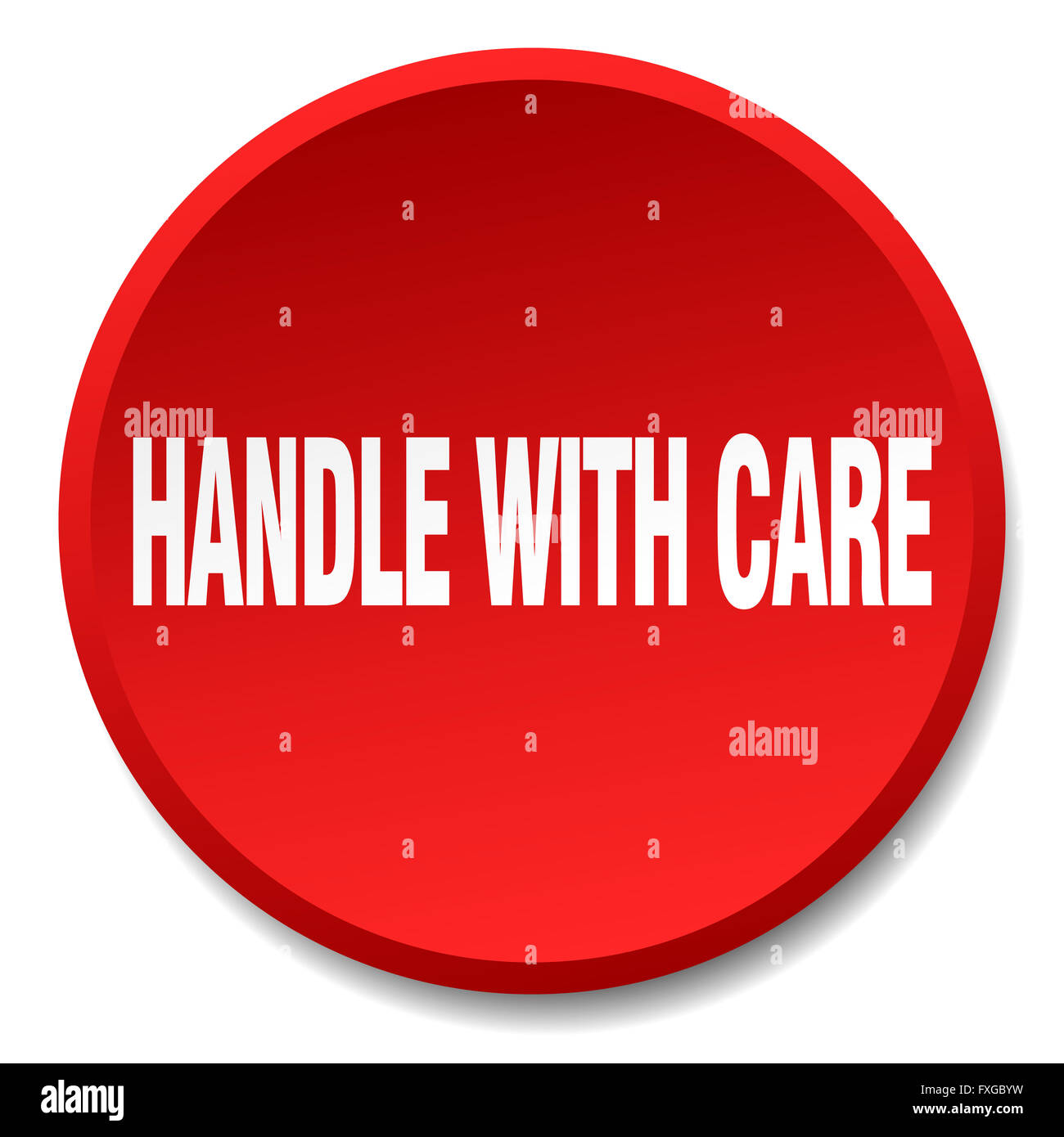 handle with care red round flat isolated push button Stock Photo - Alamy