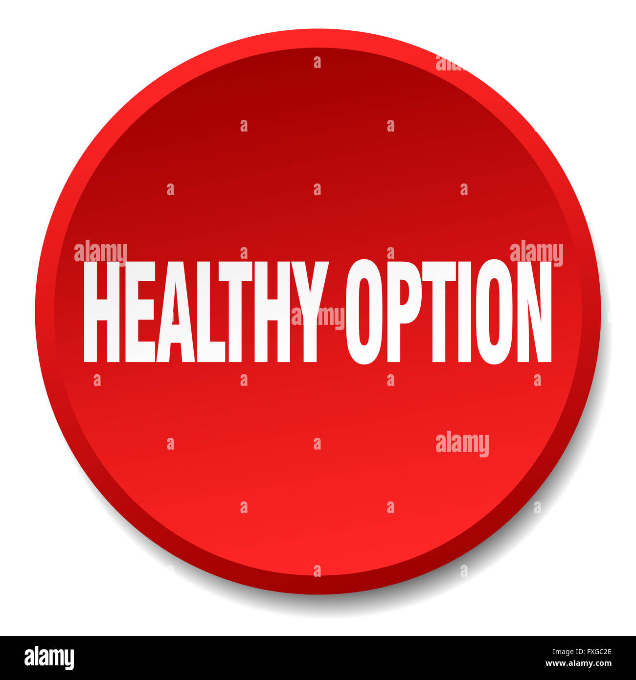 healthy option red round flat isolated push button Stock Photo - Alamy