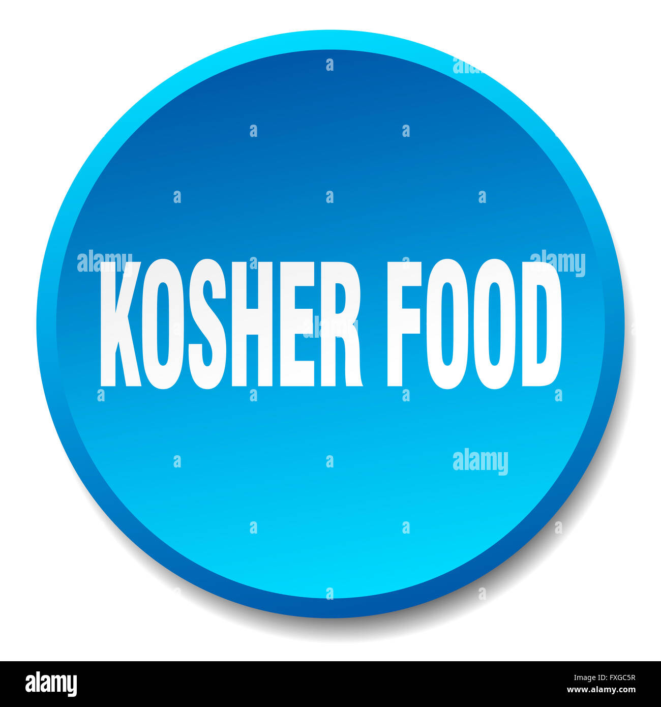 kosher food blue round flat isolated push button Stock Photo - Alamy