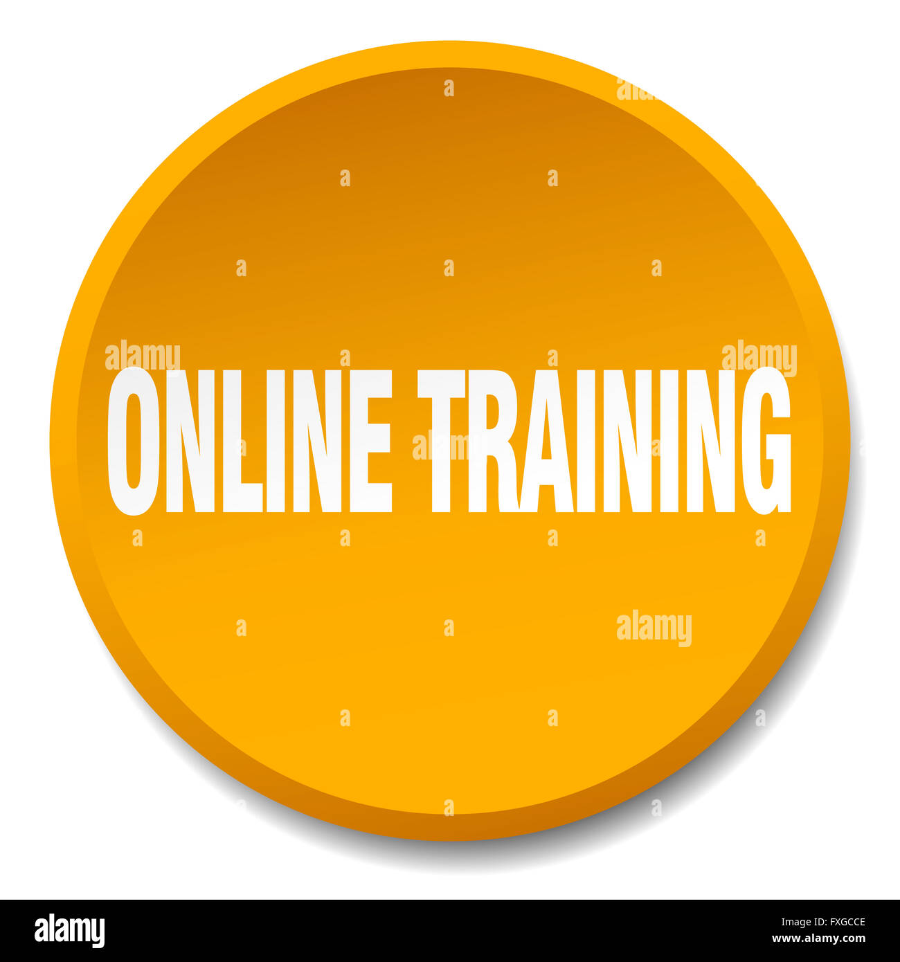 online training orange round flat isolated push button Stock Photo - Alamy