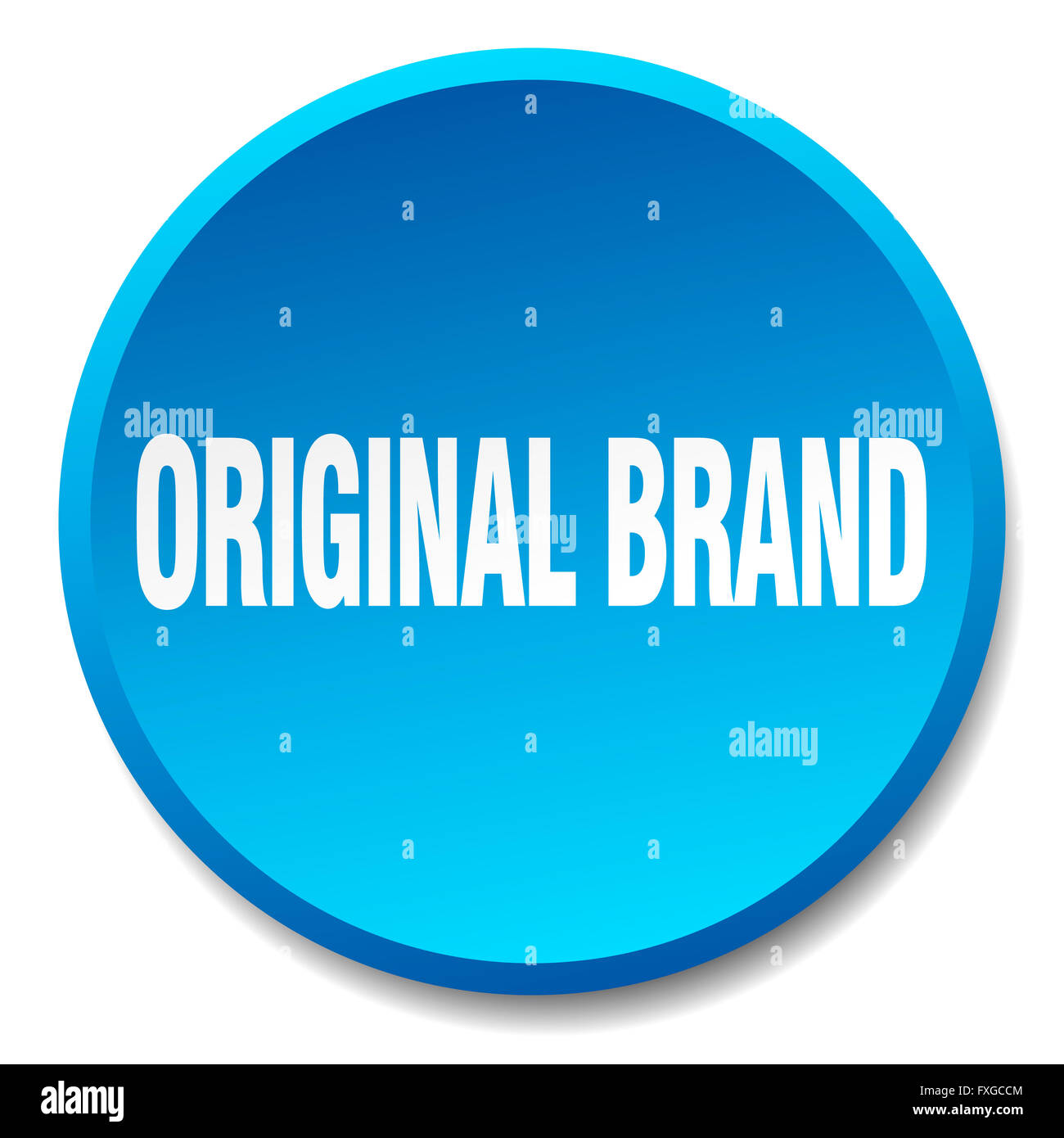 original brand blue round flat isolated push button Stock Photo - Alamy
