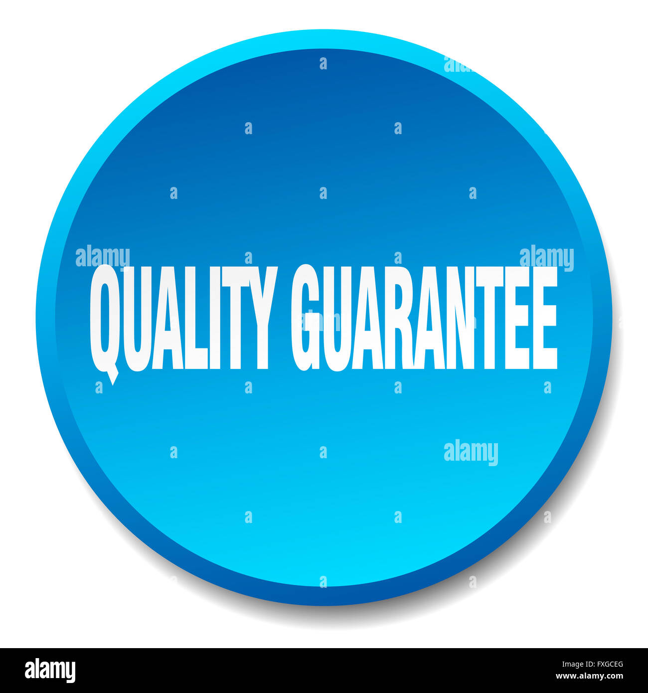 quality guarantee blue round flat isolated push button Stock Photo - Alamy
