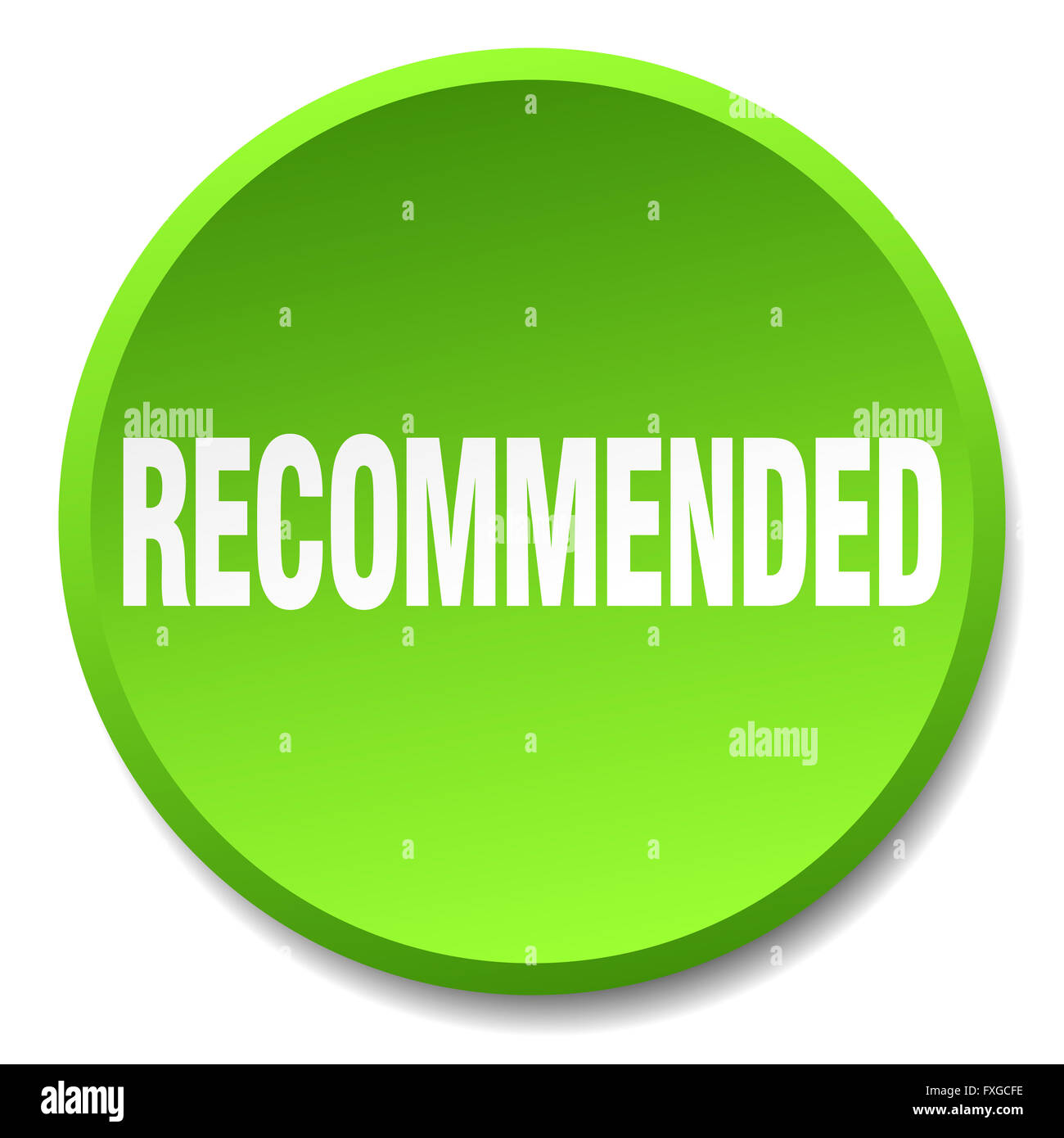 recommended green round flat isolated push button Stock Photo - Alamy