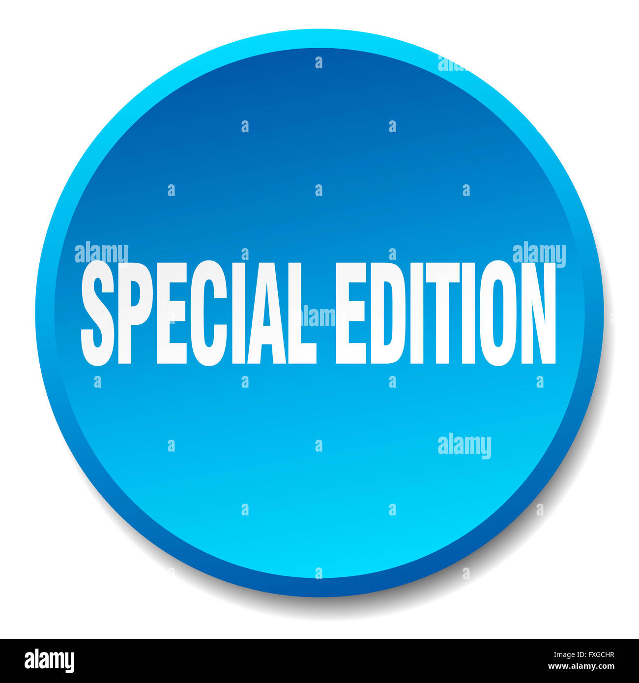 special edition blue round flat isolated push button Stock Photo - Alamy