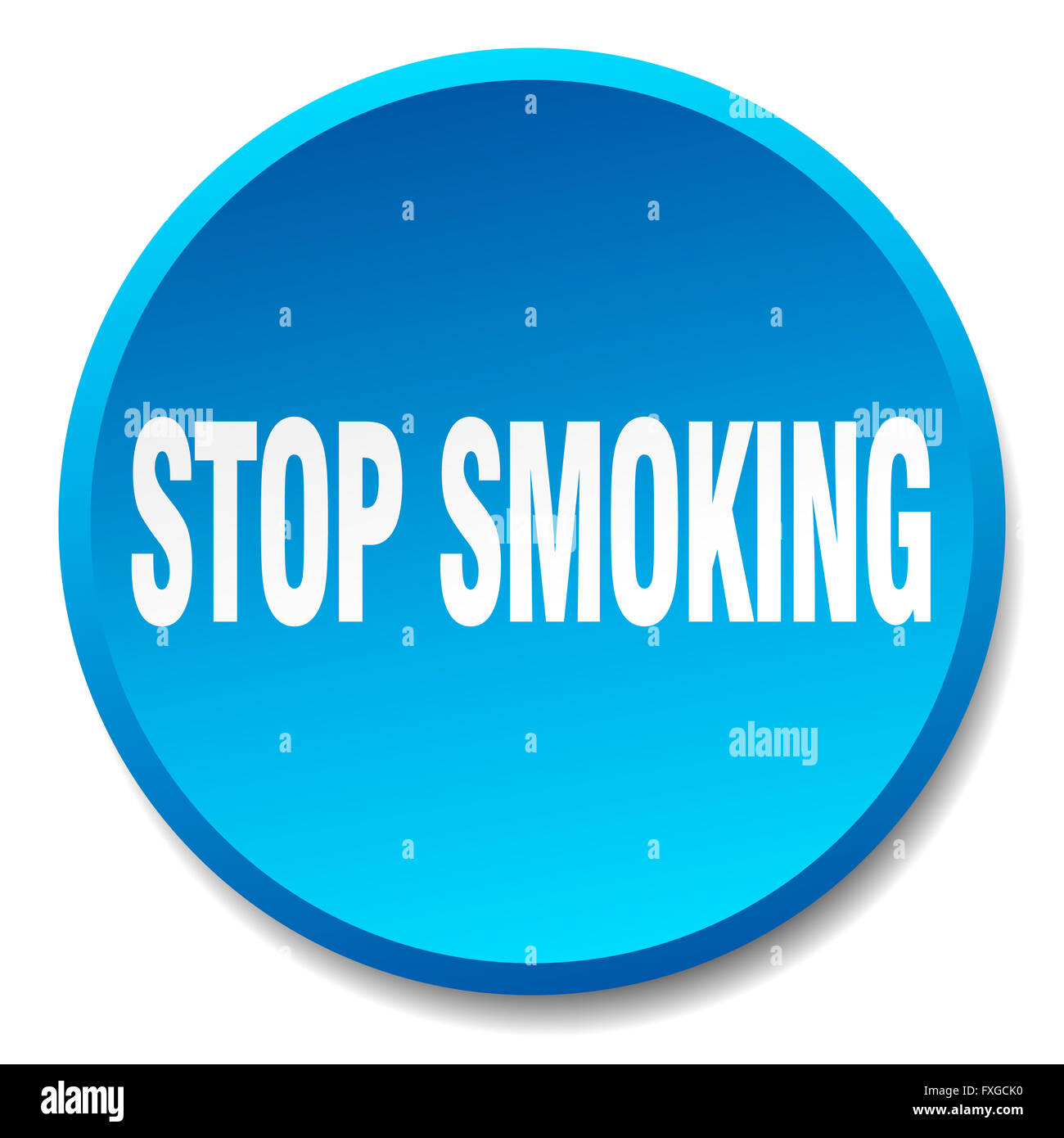stop smoking blue round flat isolated push button Stock Photo - Alamy