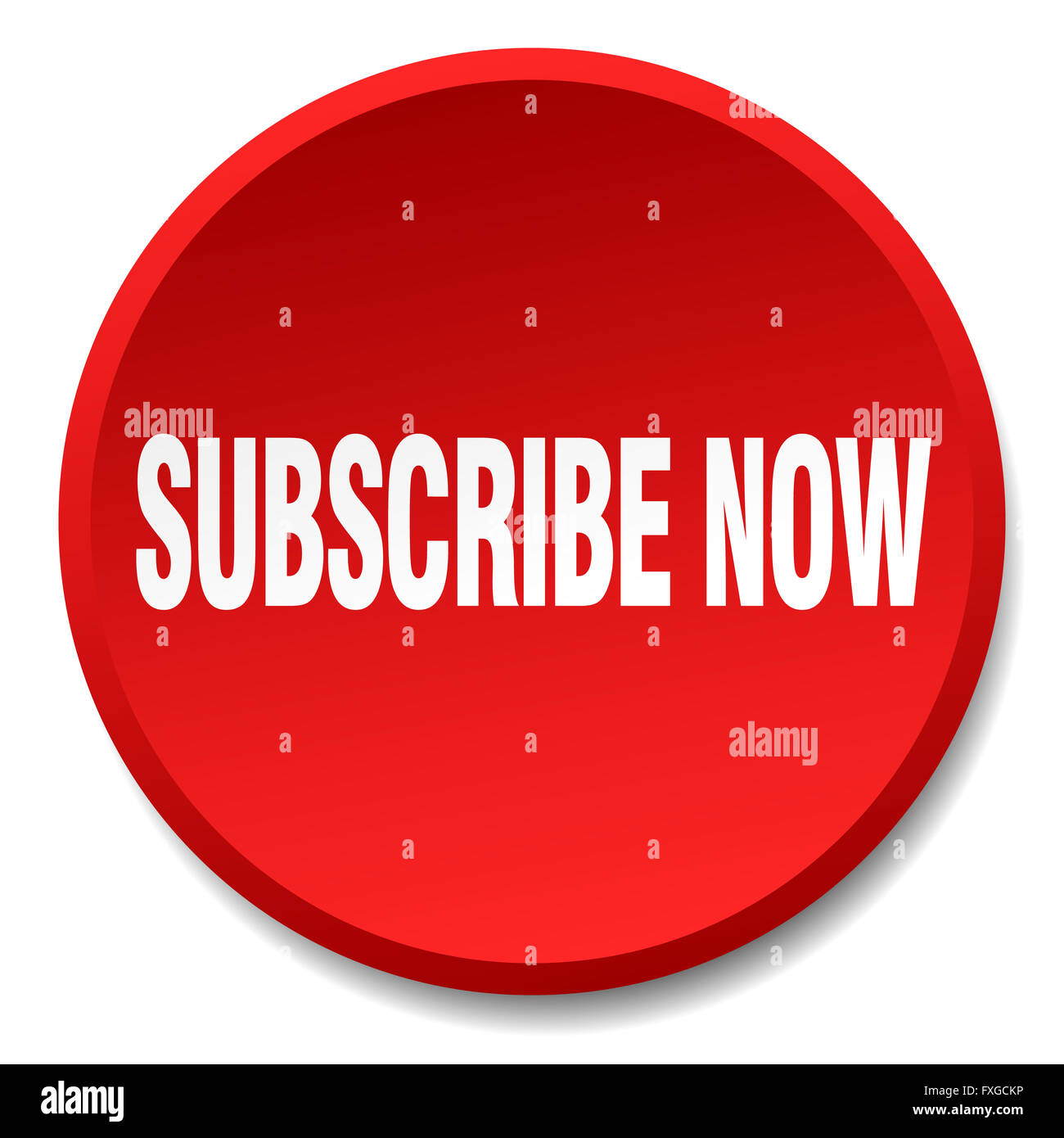Subscribe now round red sticker hi-res stock photography and images - Alamy