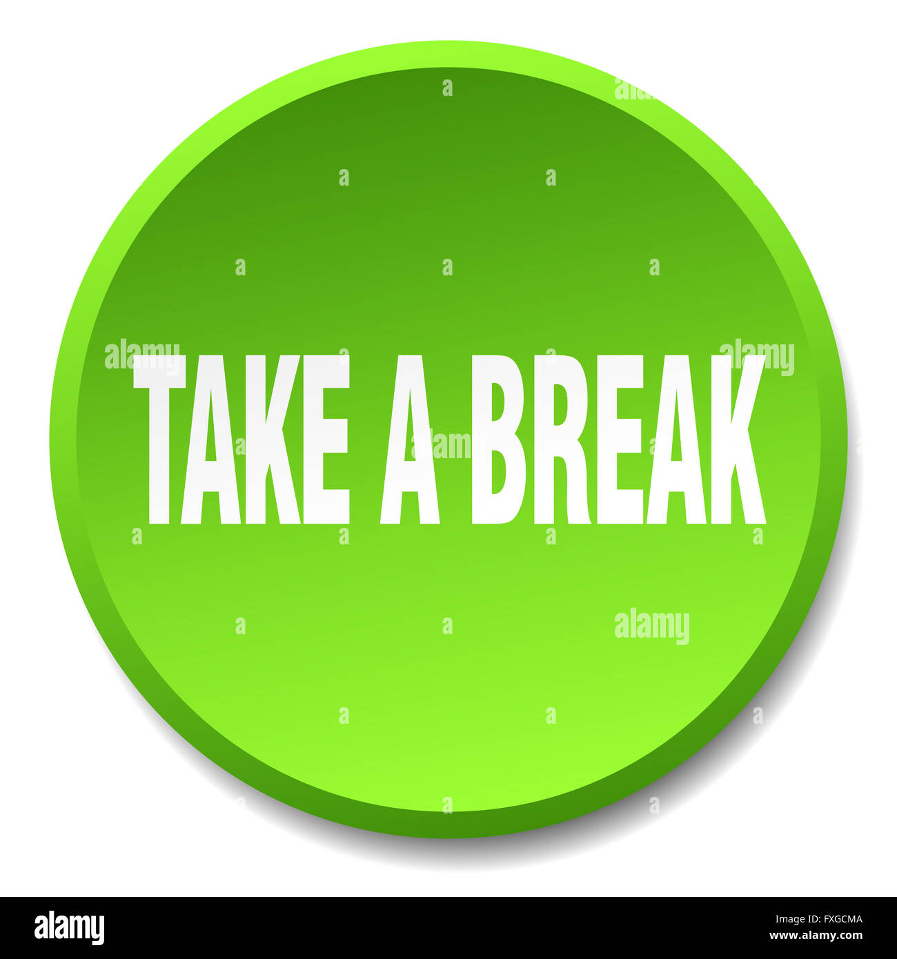 take a break green round flat isolated push button Stock Photo - Alamy