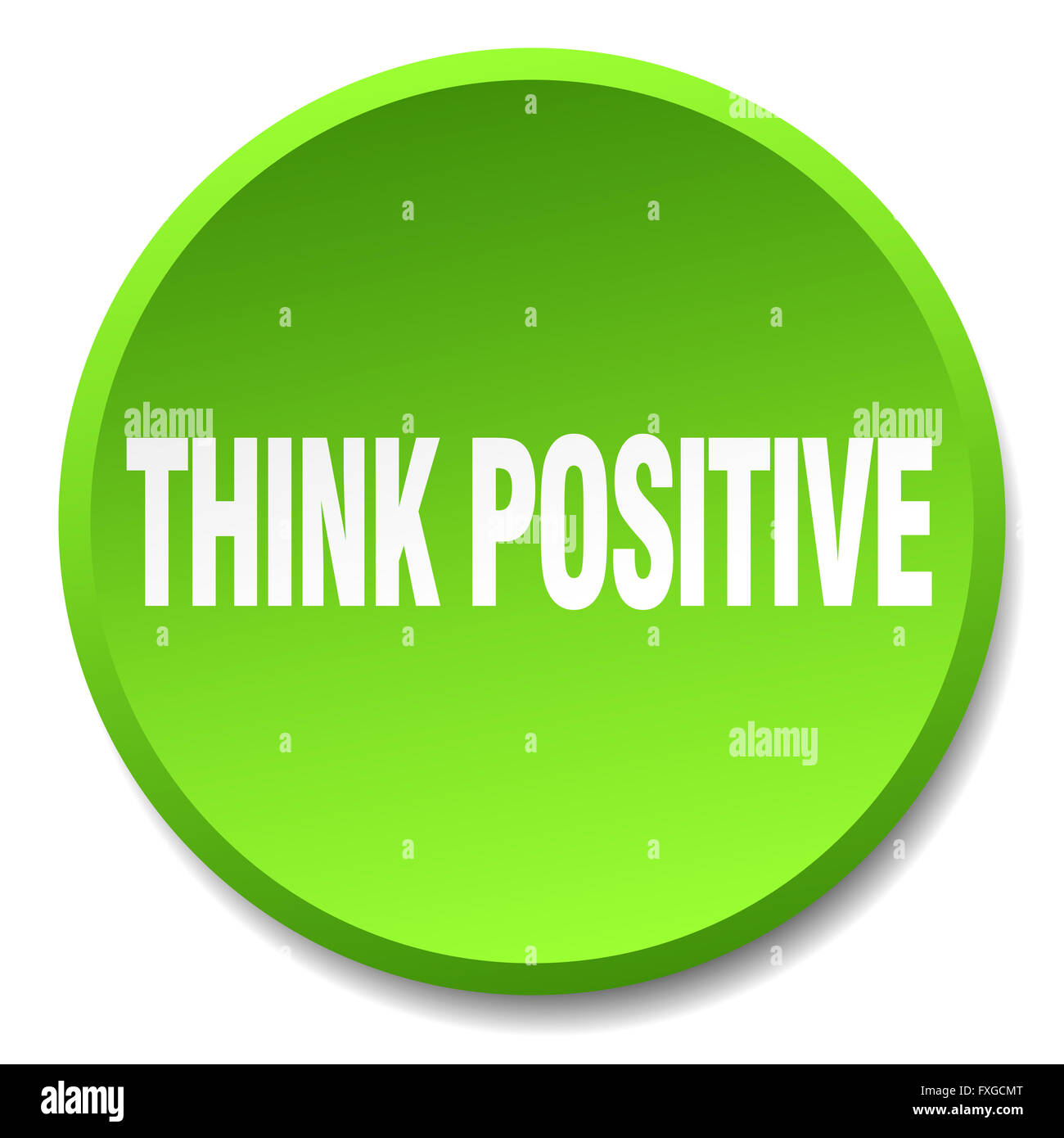 think positive green round flat isolated push button Stock Photo - Alamy