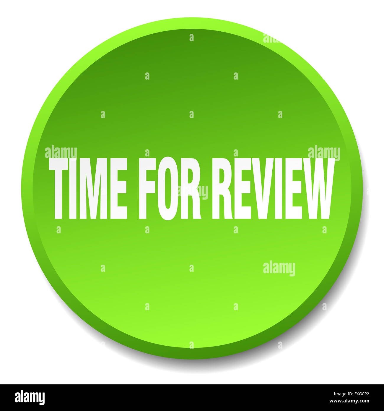 time for review green round flat isolated push button Stock Photo - Alamy