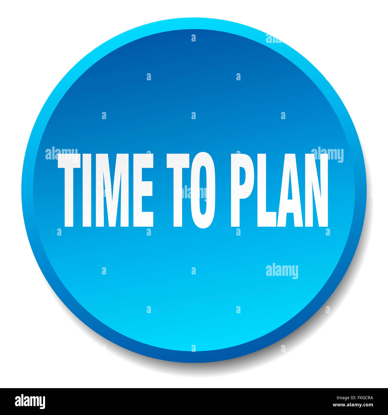 time to plan blue round flat isolated push button Stock Photo - Alamy