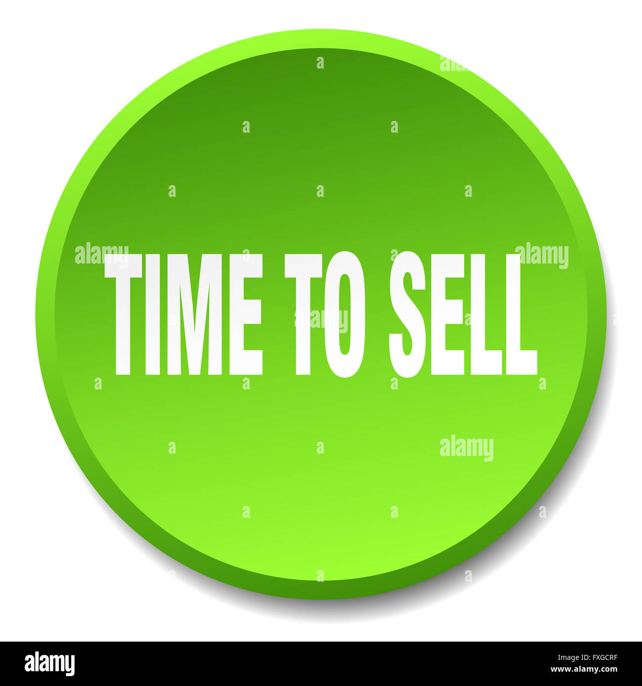 time to sell green round flat isolated push button Stock Photo - Alamy