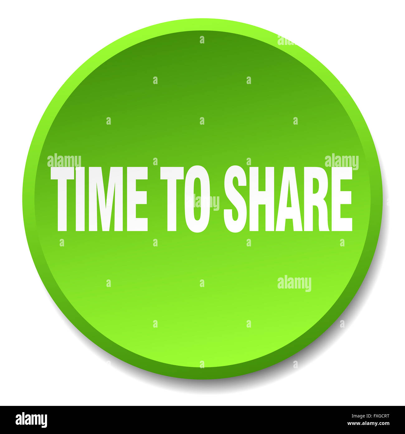 time to share green round flat isolated push button Stock Photo - Alamy
