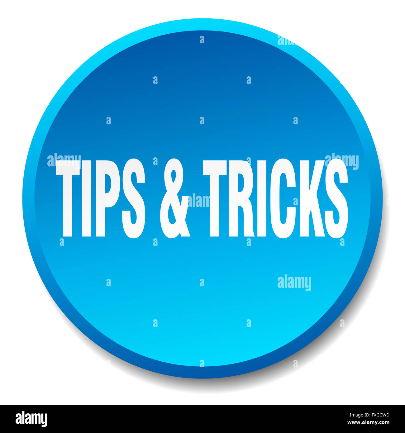 tips & tricks blue round flat isolated push button Stock Photo - Alamy
