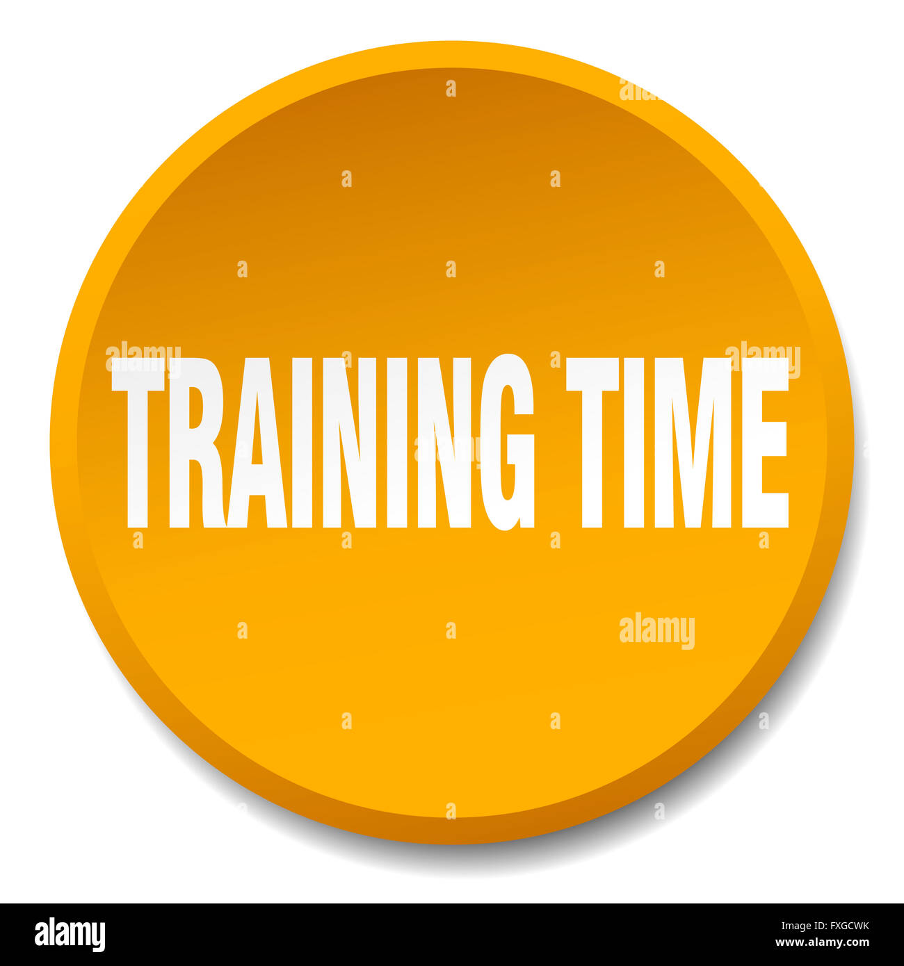 training time orange round flat isolated push button Stock Photo - Alamy