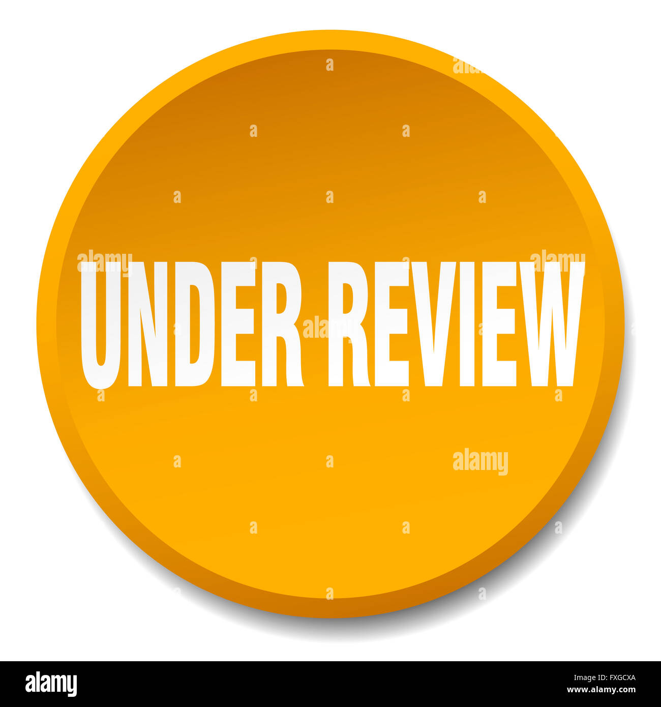 under review orange round flat isolated push button Stock Photo - Alamy