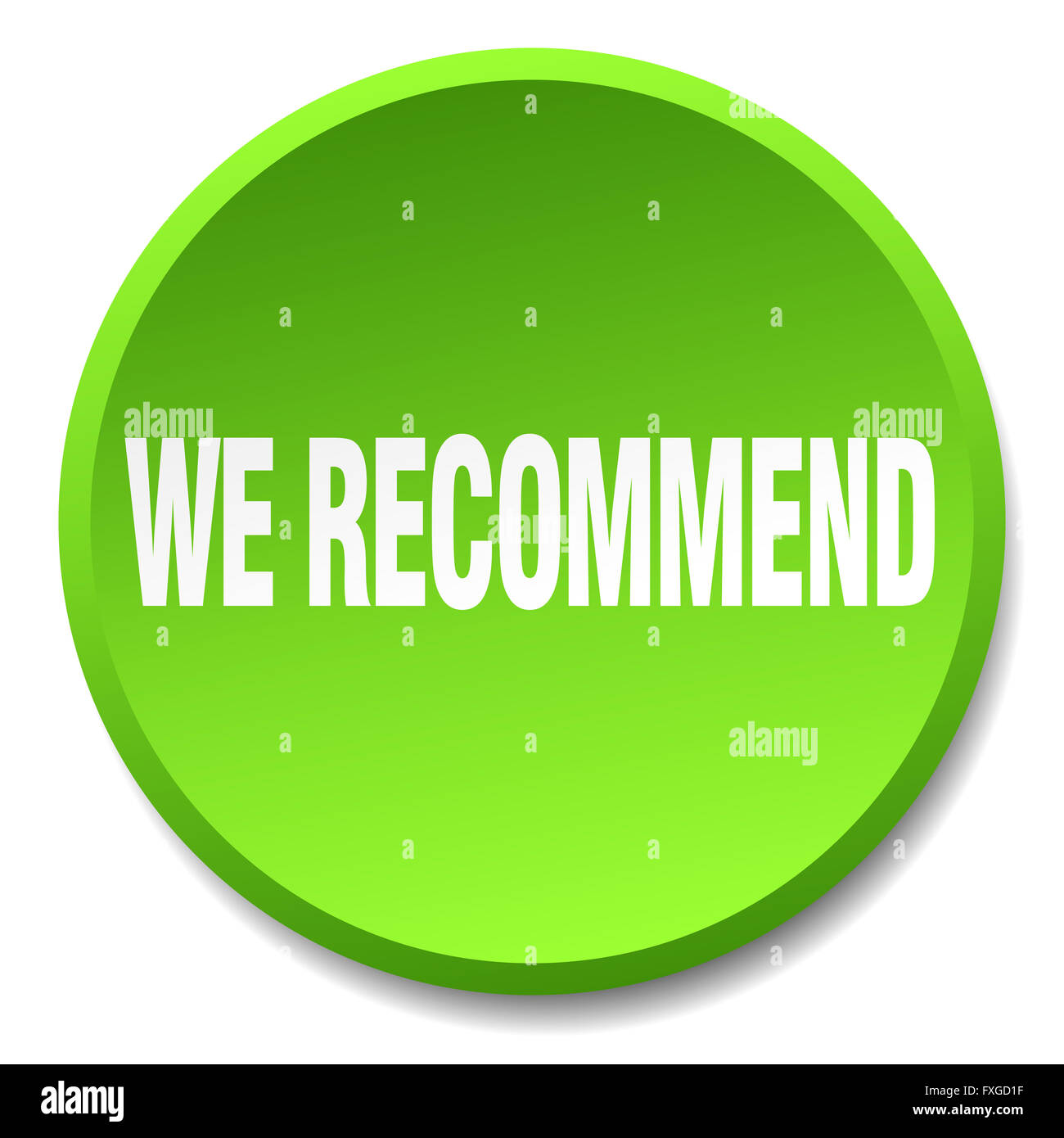 we recommend green round flat isolated push button Stock Photo - Alamy