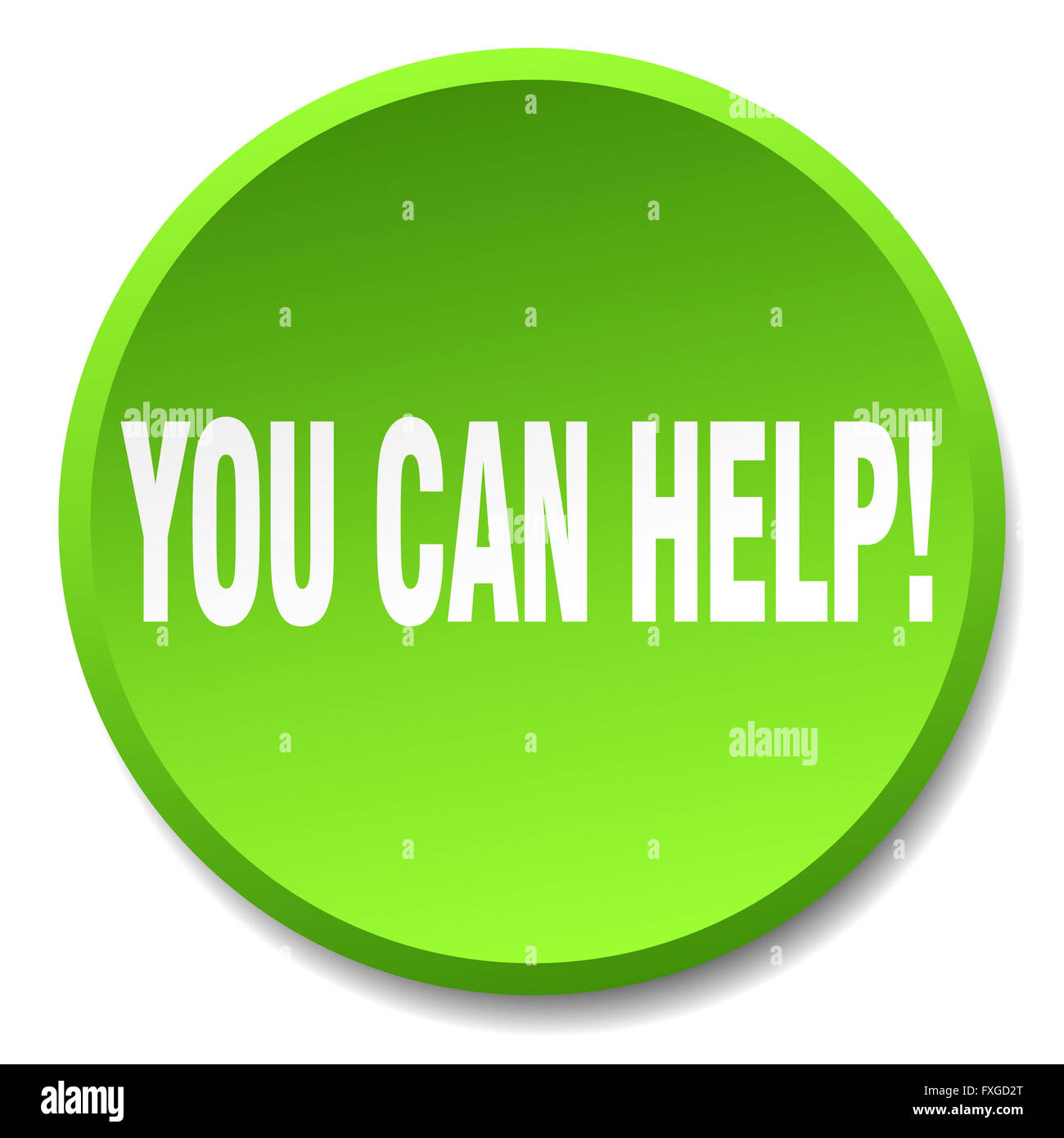 you can help green round flat isolated push button Stock Photo - Alamy
