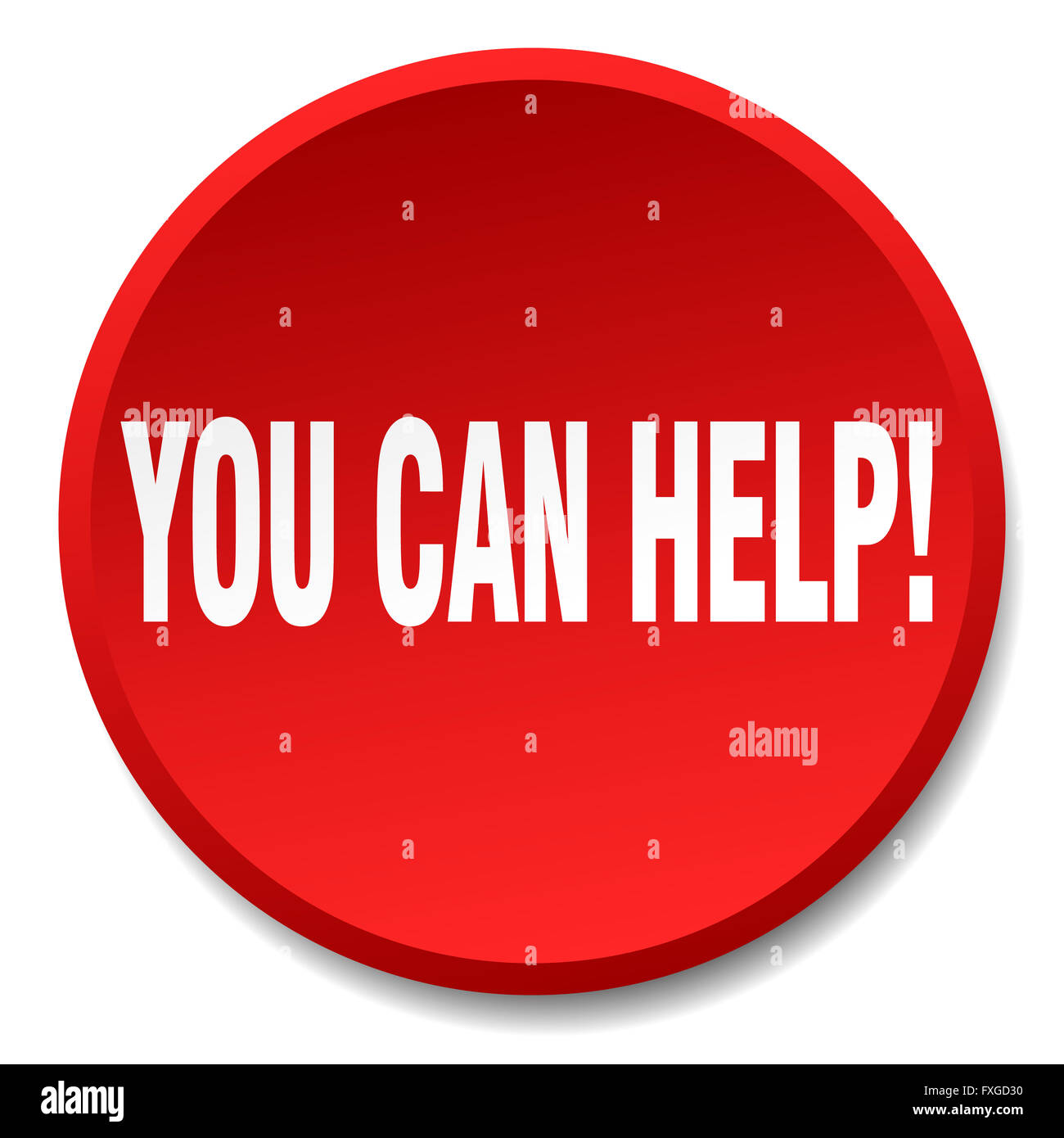 you can help red round flat isolated push button Stock Photo - Alamy