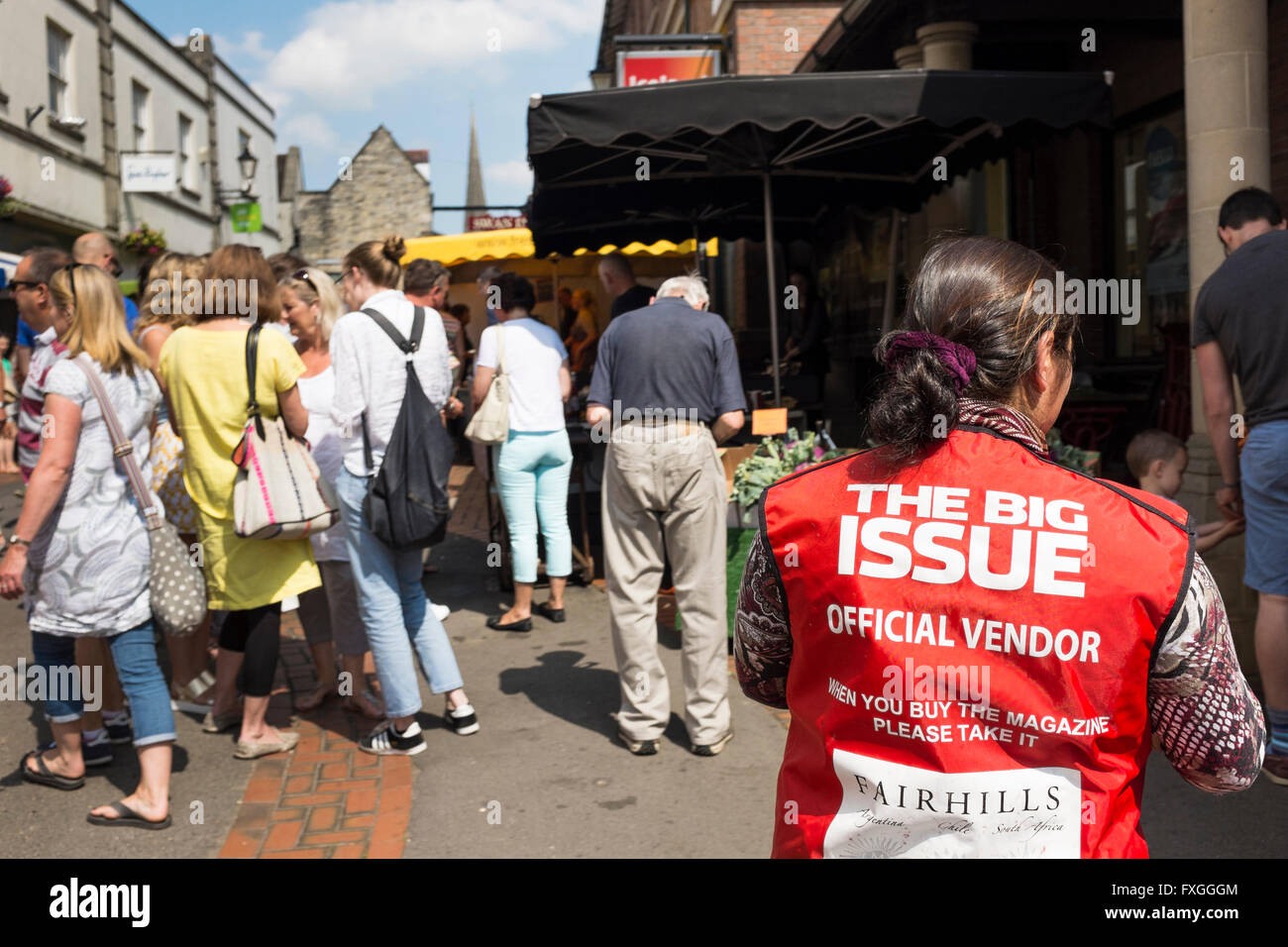 The Big Issue seller in the street of Stroud, Gloucestershire, UK Stock ...