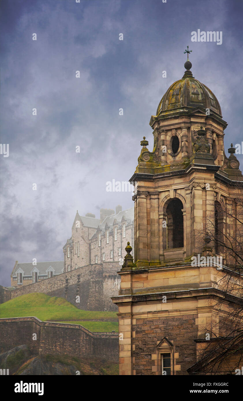 Image of St Johns church with Edinburgh castle in the background ...
