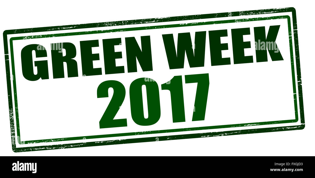 Rubber stamp with text green week two thousand seventeen inside, vector ...