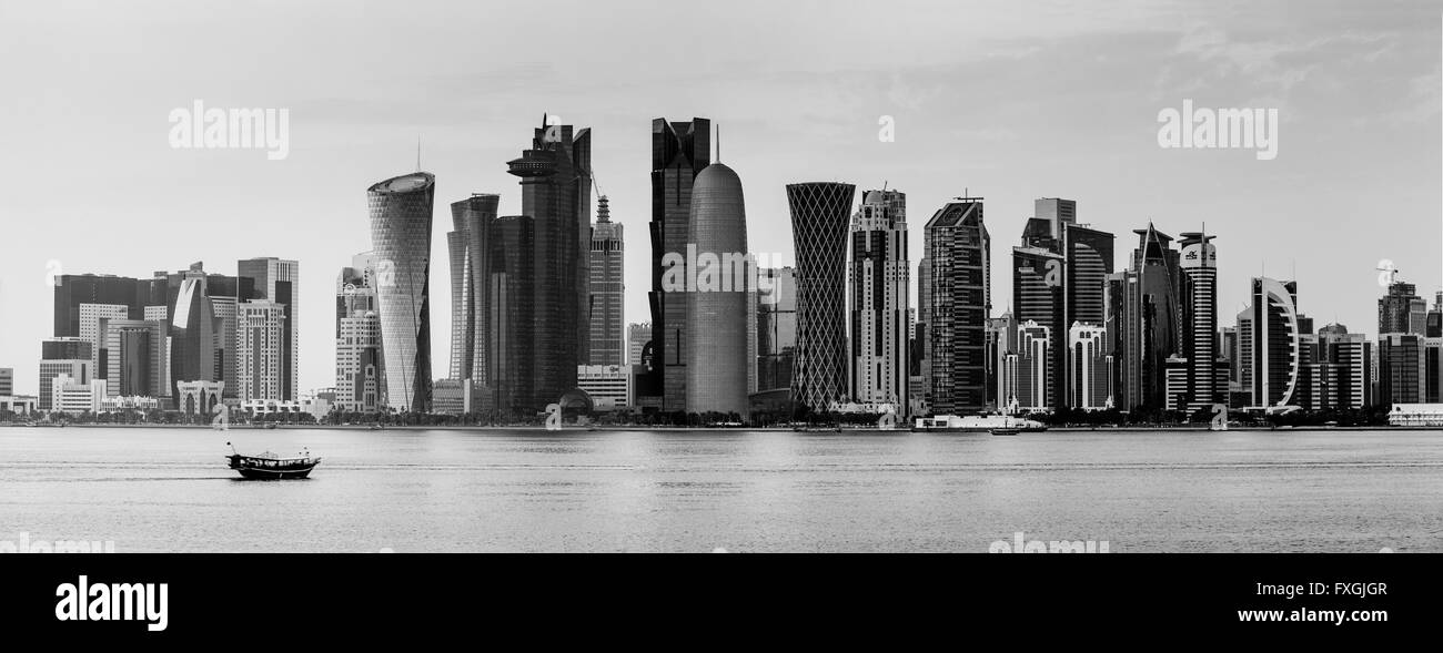 Doha skyline Black and White Stock Photos & Images - Alamy