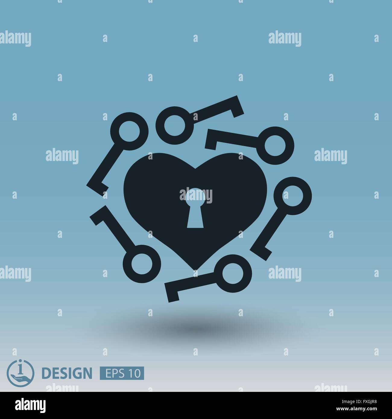 Pictograph of heart with key. Vector concept illustration for design ...