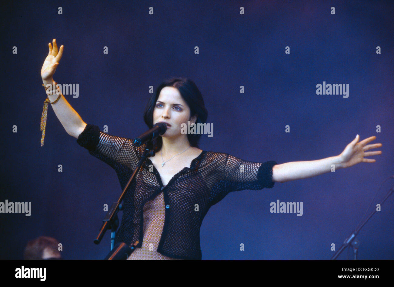 Andrea Corr performing with the Corr's at the Glastonbury Festival 1999 ...