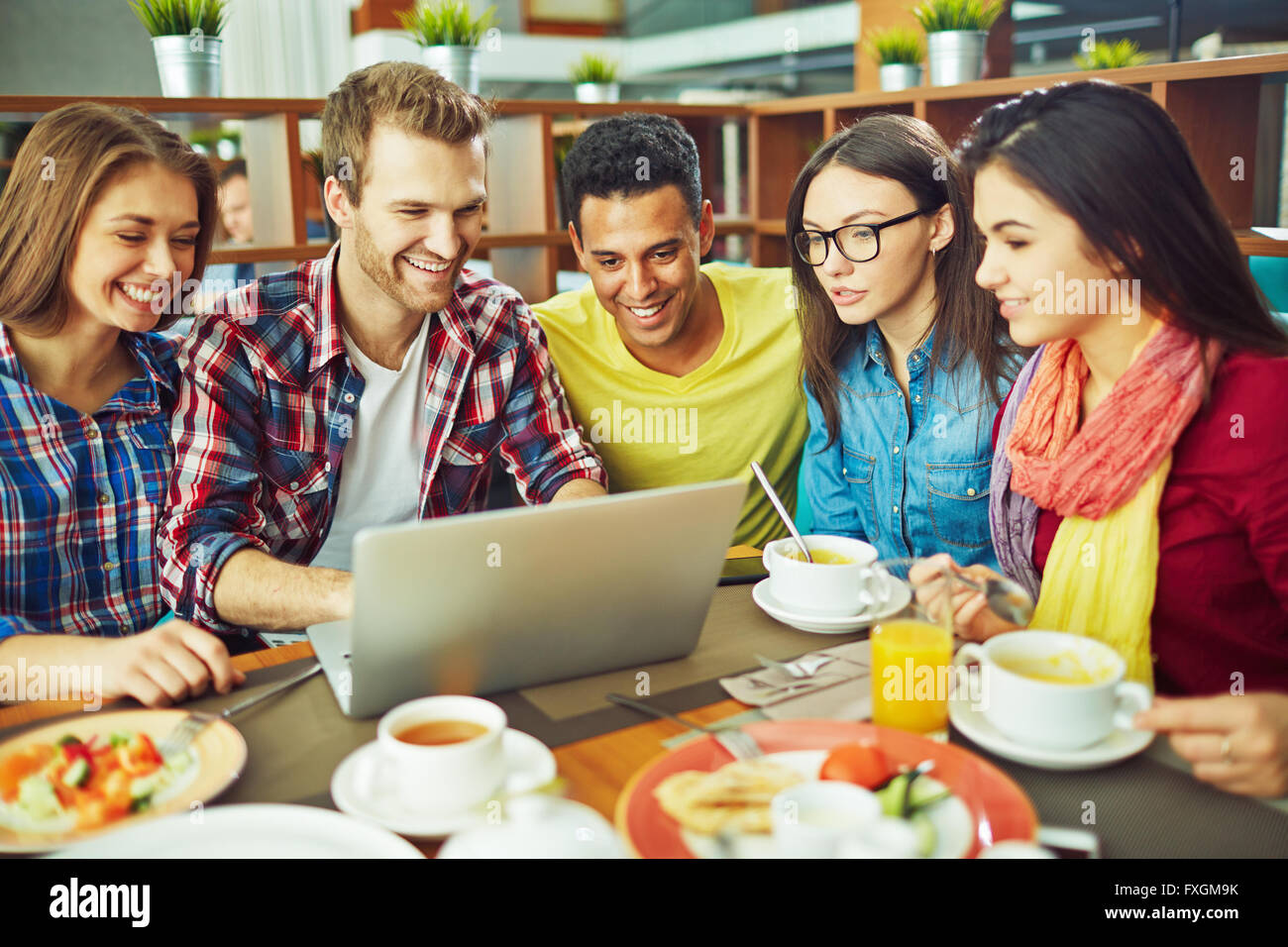 In cafe with wi-fi Stock Photo - Alamy
