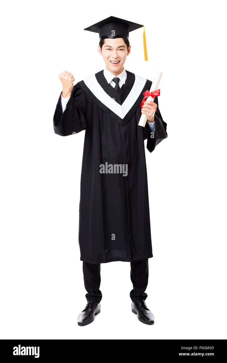 full length of young male college graduation Stock Photo - Alamy