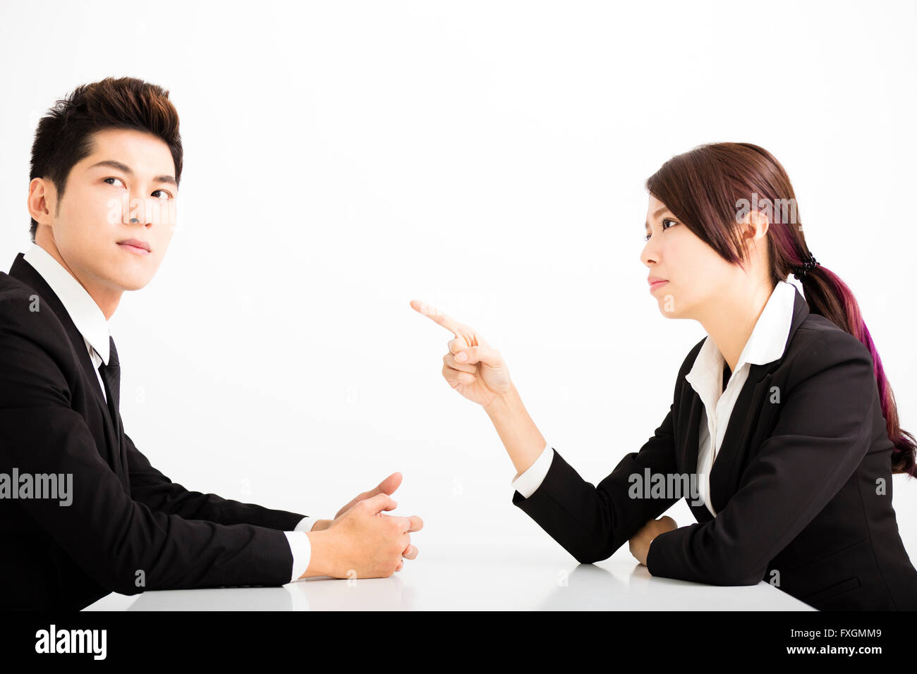 Angry business manager pointing team hi-res stock photography and ...
