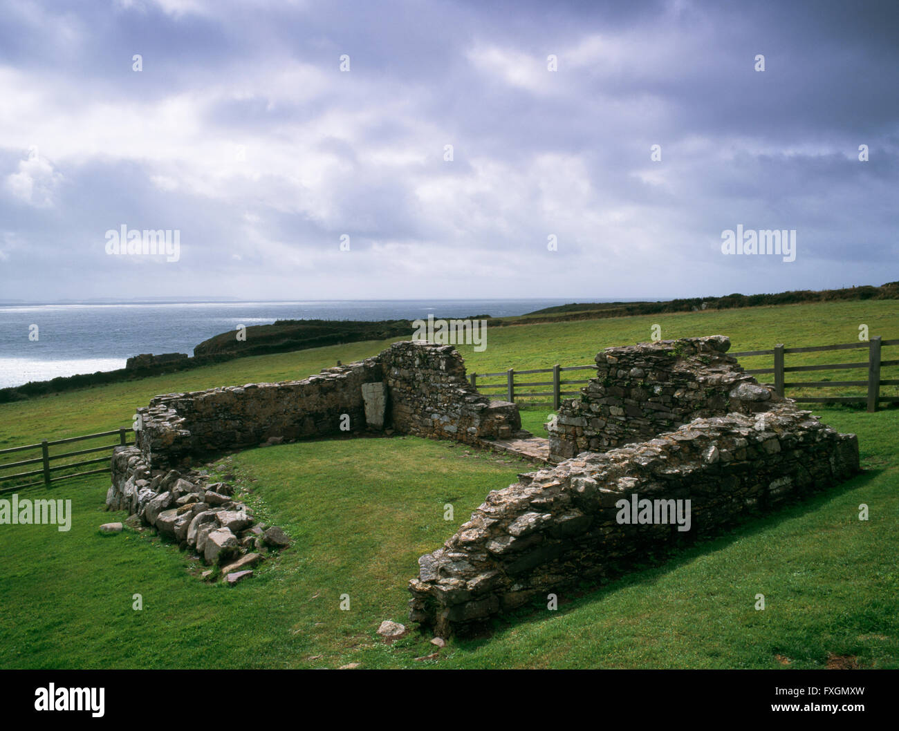 Remains of St Non's Chapel, Pembrokeshire, reputedly built on the spot ...