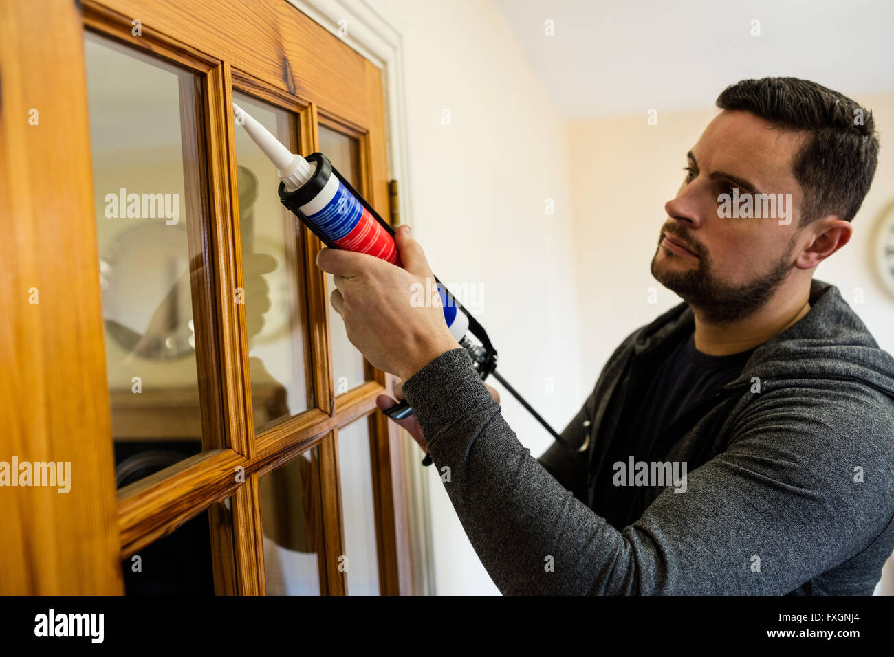 Man using pest control injection Stock Photo - Alamy