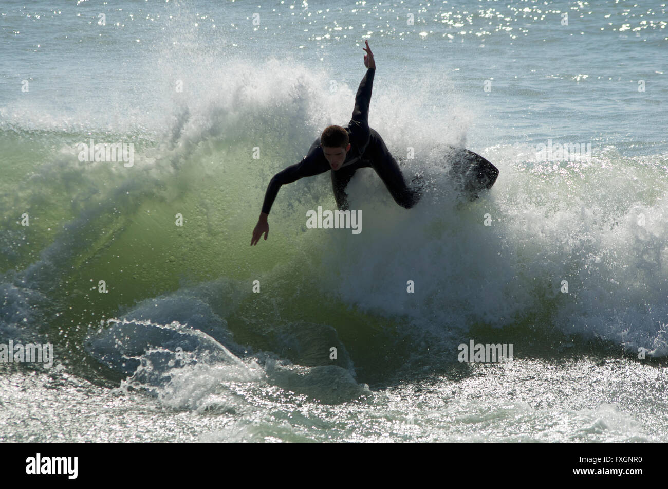 Skimboarder at Parede beach, Portugal Stock Photo - Alamy