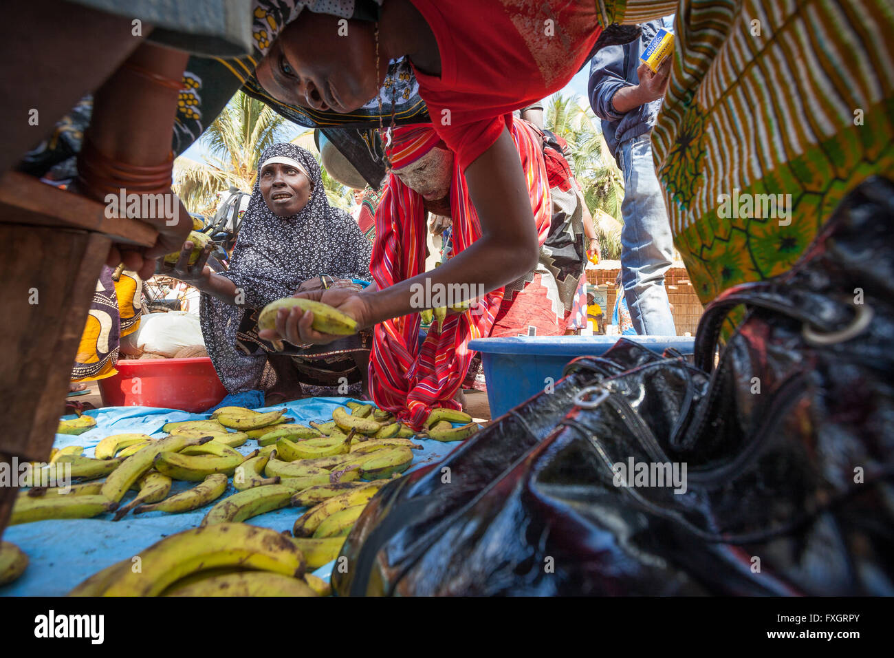 Mozambique, Africa, women selling bananas on the street Stock Photo - Alamy