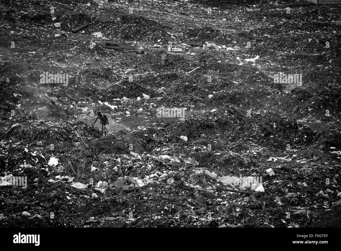 Mozambique, mountains of rubbish, garbage, black and white, B&W Stock ...