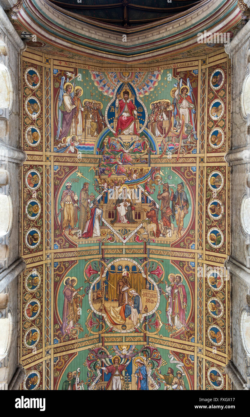 Ely cathedral painted nave ceiling. Ely, Cambridgeshire, England Stock ...